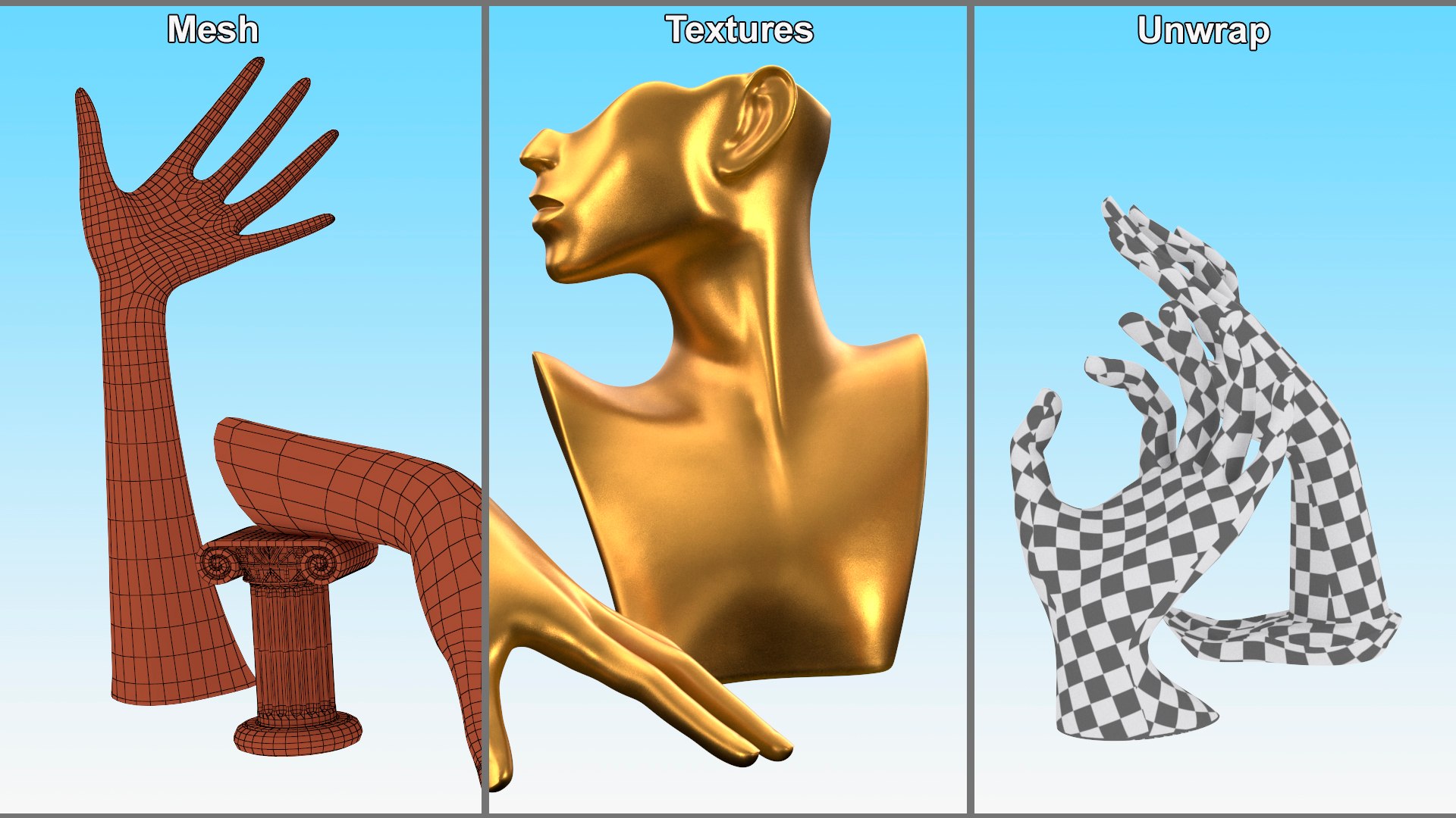3D Jewelry Stand Set Golden Model - TurboSquid 2302326