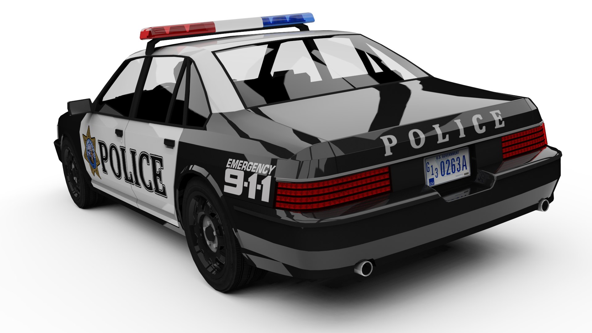 3D Generic Lowpoly Police Car Thompson - TurboSquid 2188268