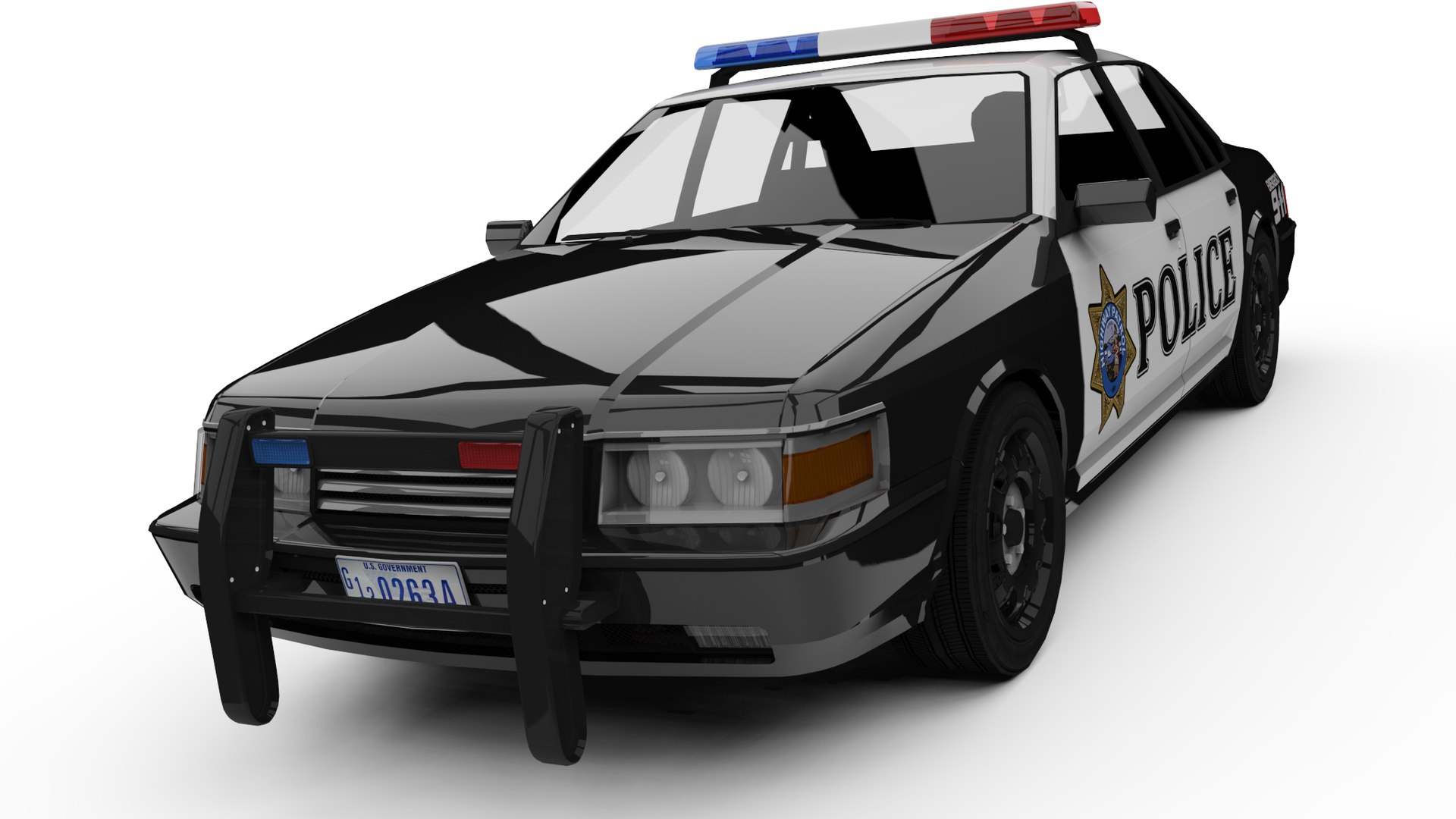 3D Generic Lowpoly Police Car Thompson - TurboSquid 2188268