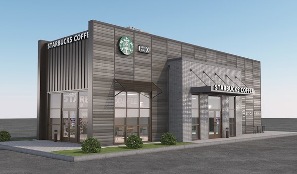 coffee shop building 3d model