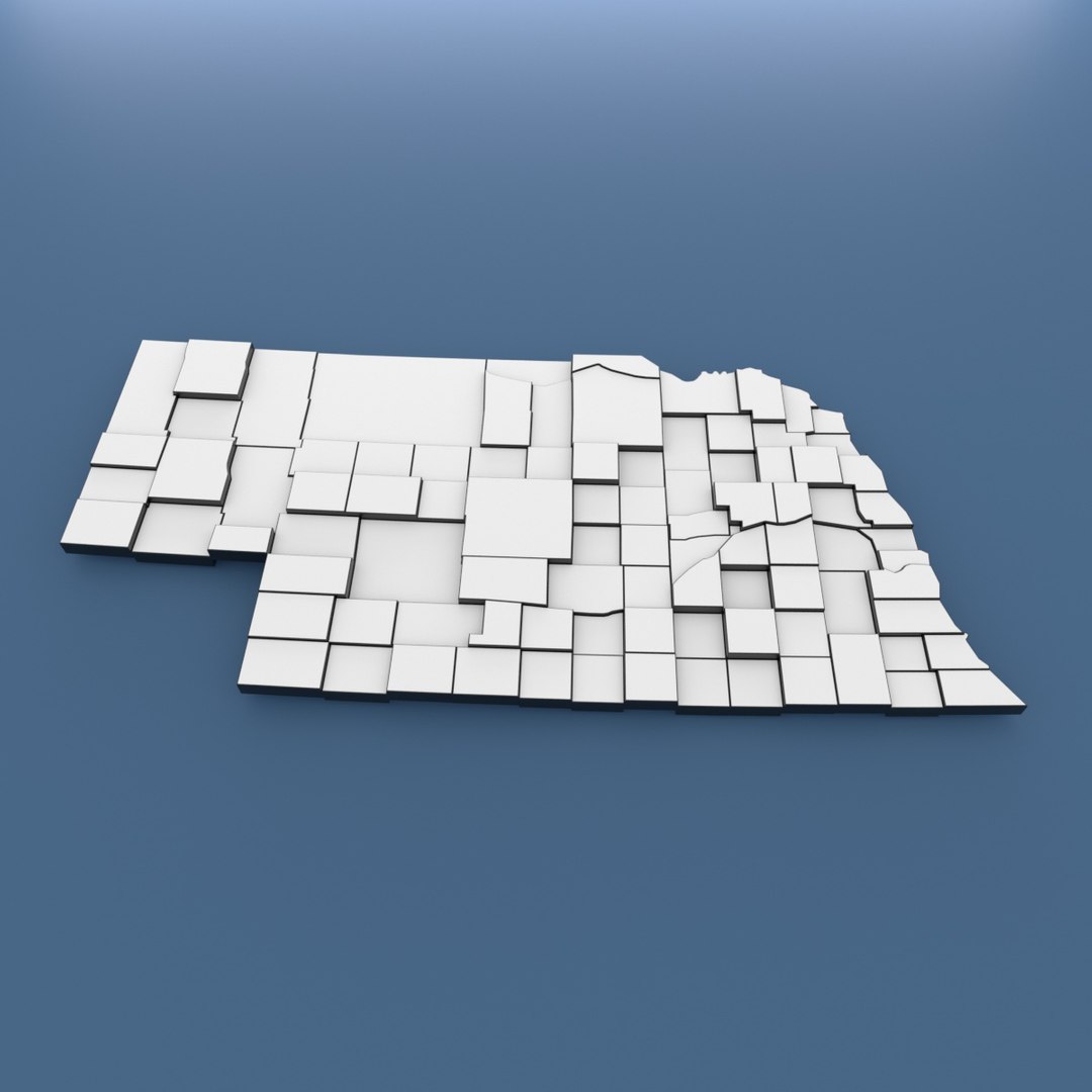 Nebraska Counties - Map Of United States Of America USA 3D Model ...
