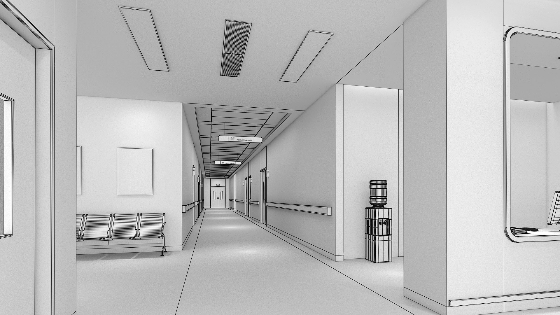 Hospital Hallway 10 3D Model - TurboSquid 2123693