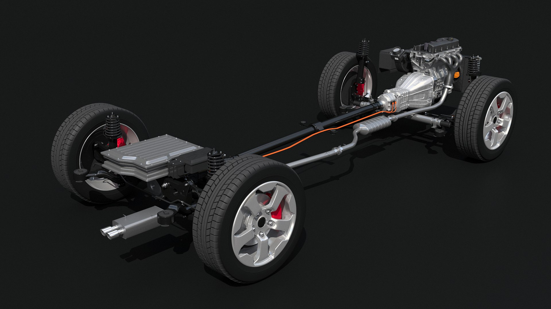 MHEV Mild-Hybrid Rear Wheel Drive Chassis X-Ray Model - TurboSquid 2046176
