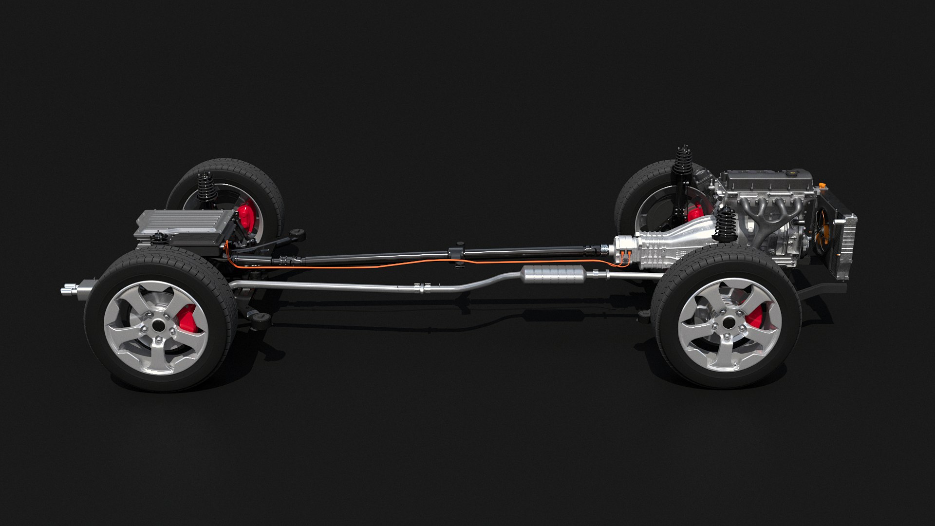 MHEV Mild-Hybrid Rear Wheel Drive Chassis X-Ray Model - TurboSquid 2046176