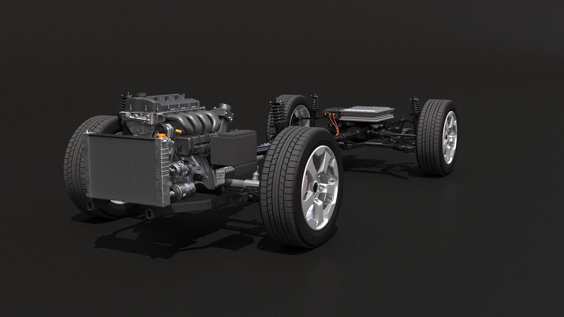 MHEV Mild-Hybrid Rear Wheel Drive Chassis X-Ray Model - TurboSquid 2046176