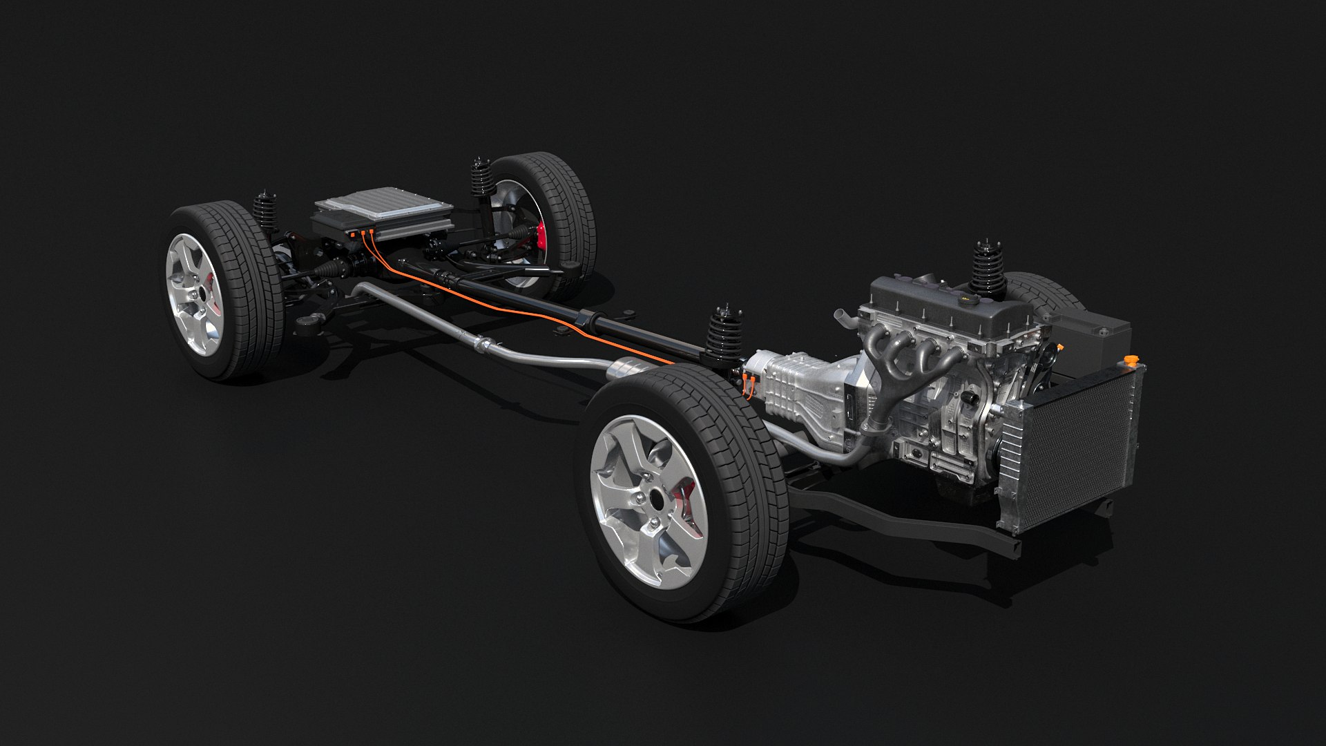 MHEV Mild-Hybrid Rear Wheel Drive Chassis X-Ray Model - TurboSquid 2046176