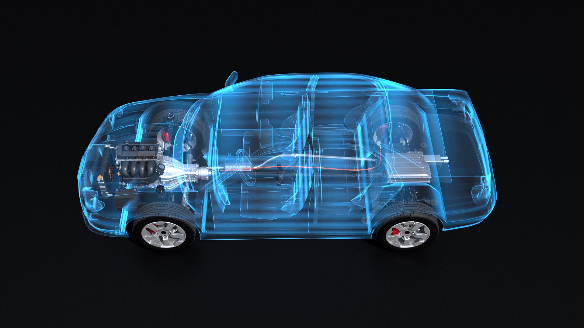 MHEV Mild-Hybrid Rear Wheel Drive Chassis X-Ray Model - TurboSquid 2046176