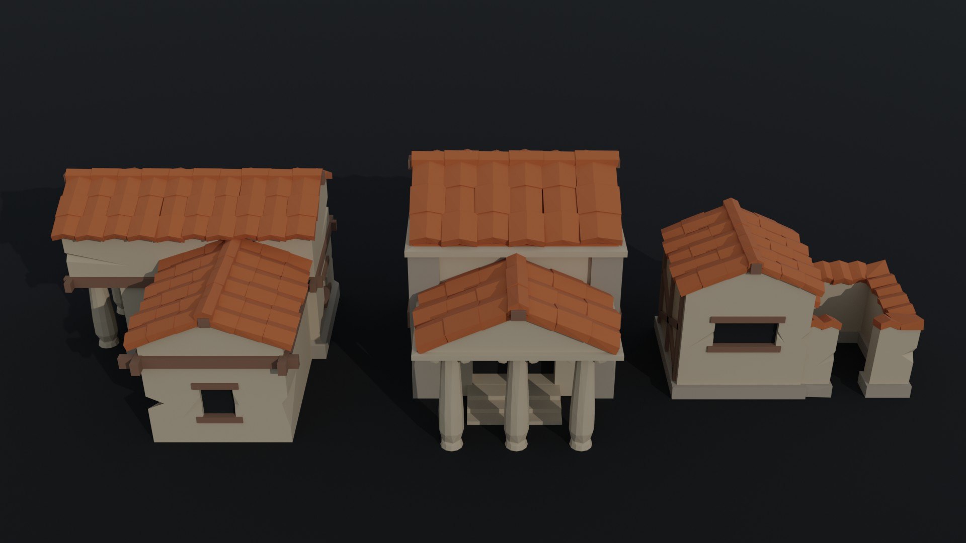 3D Low-poly Cartoon Ancient Rome Buildings Kit Model - TurboSquid 1880875