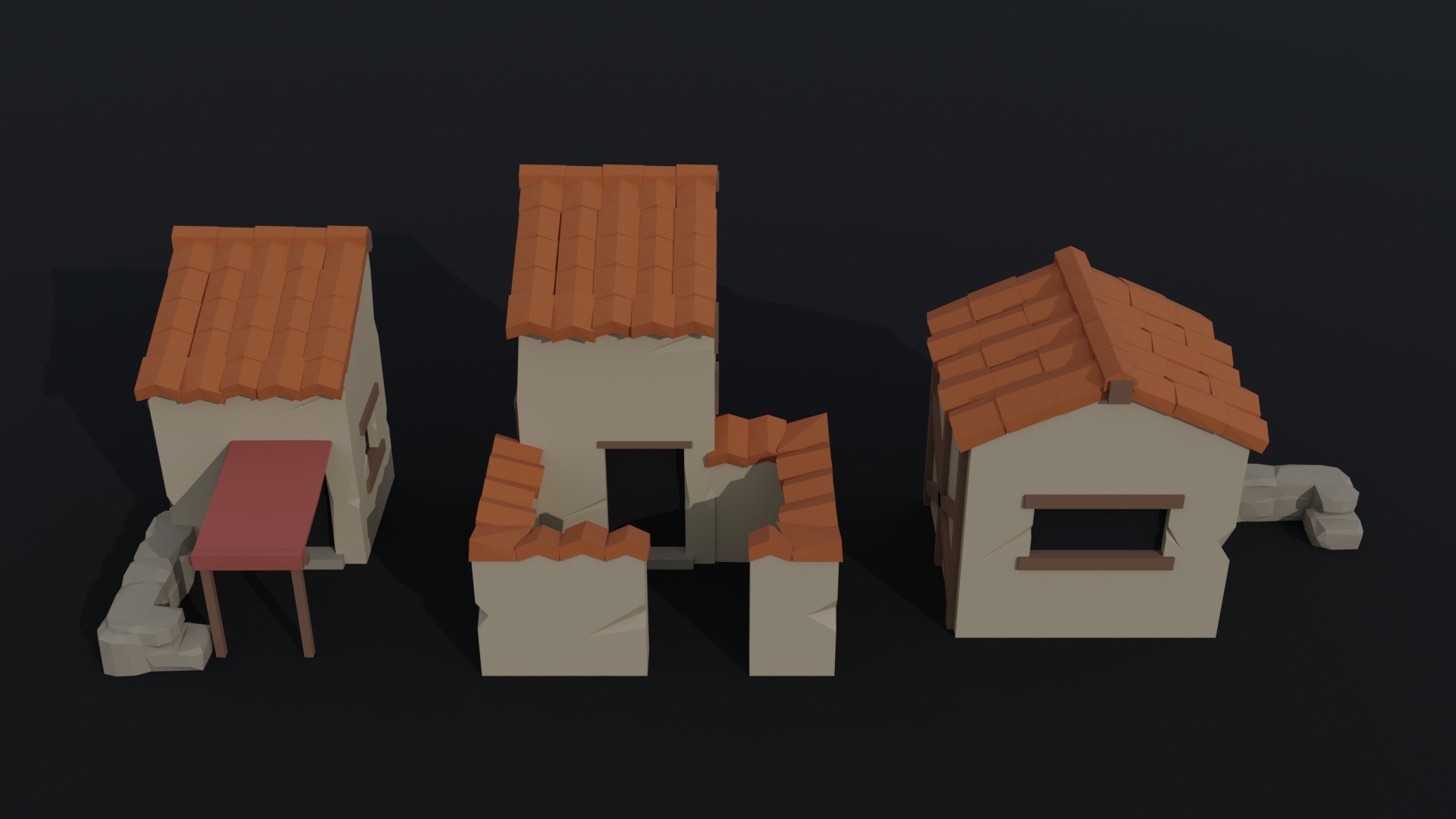 3D Low-poly Cartoon Ancient Rome Buildings Kit Model - TurboSquid 1880875