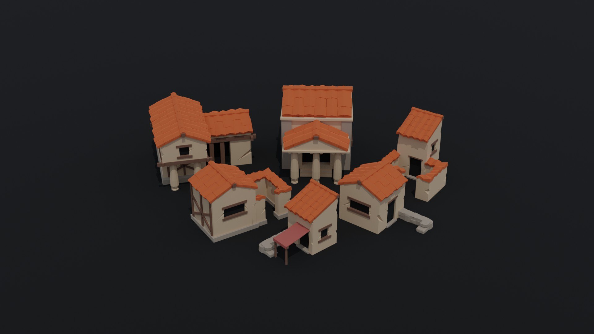 3D Low-poly cartoon ancient rome buildings kit model - TurboSquid 1880875