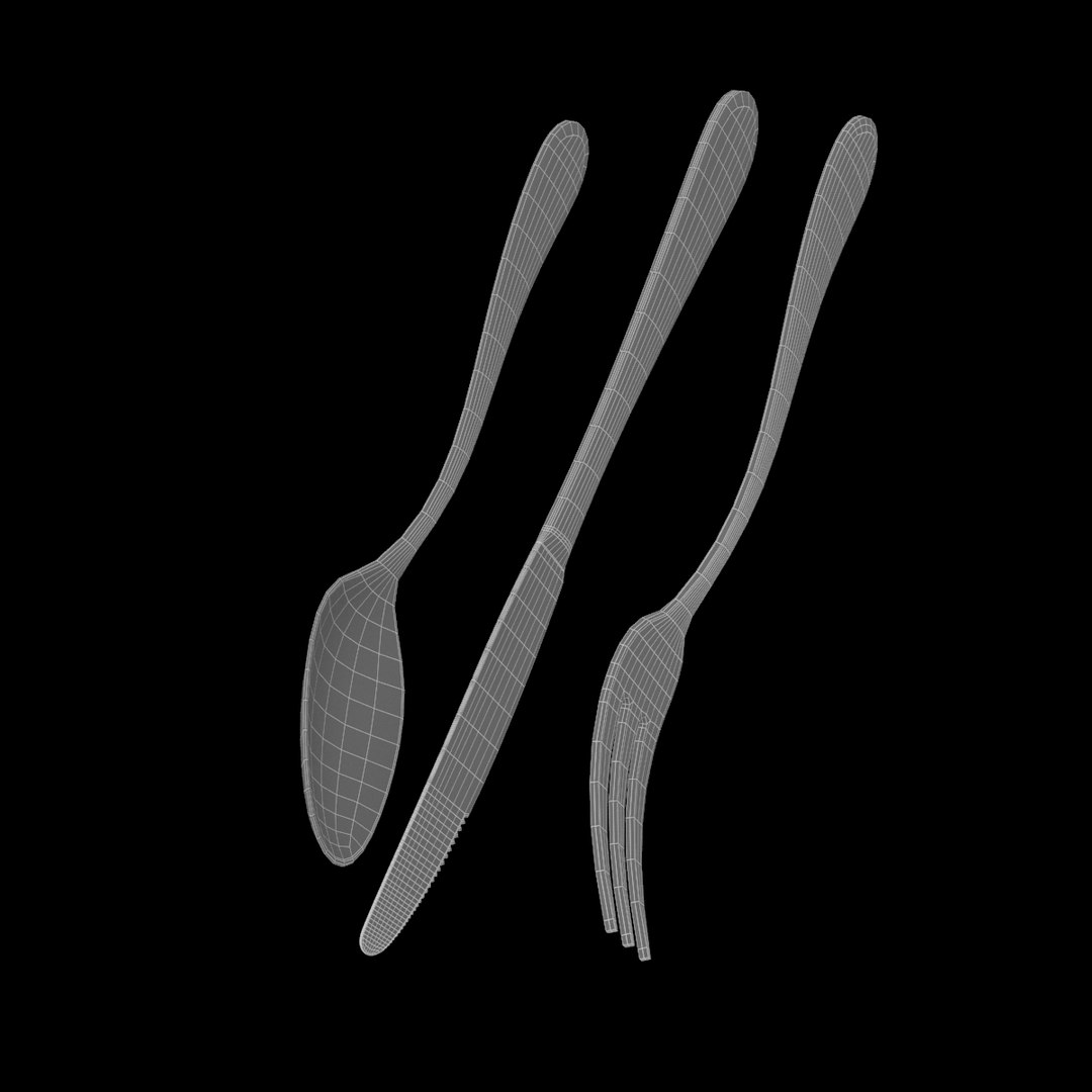 Common cutlery dessert knife fork 3D model - TurboSquid 1278971