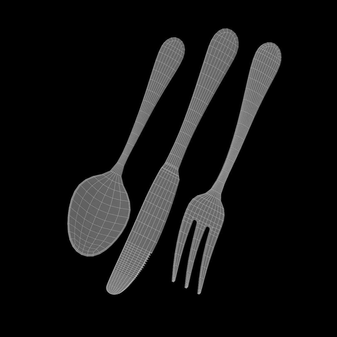 Common cutlery dessert knife fork 3D model - TurboSquid 1278971