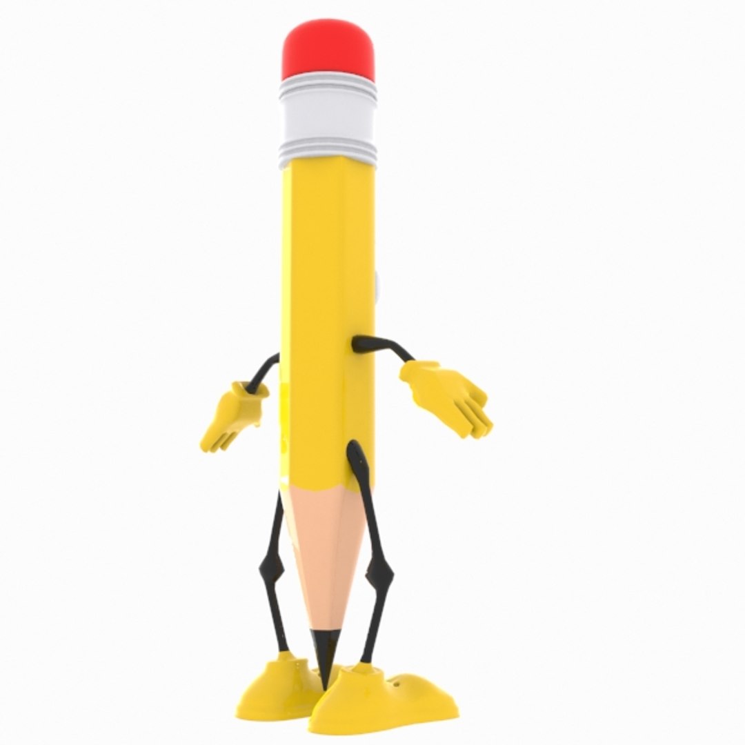 Pencil Character Pen 3d Model