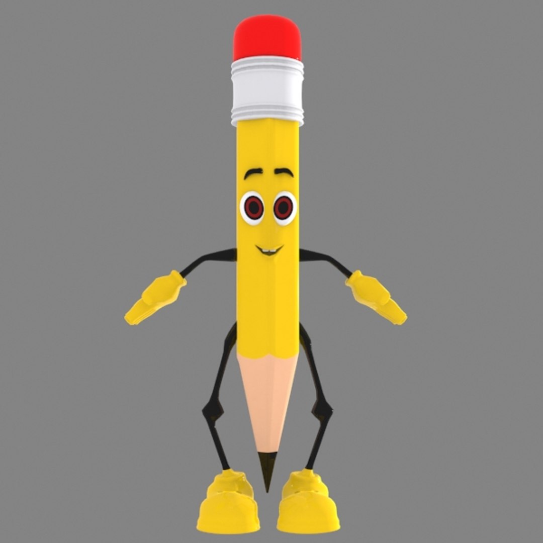 Pencil Character Pen 3d Model