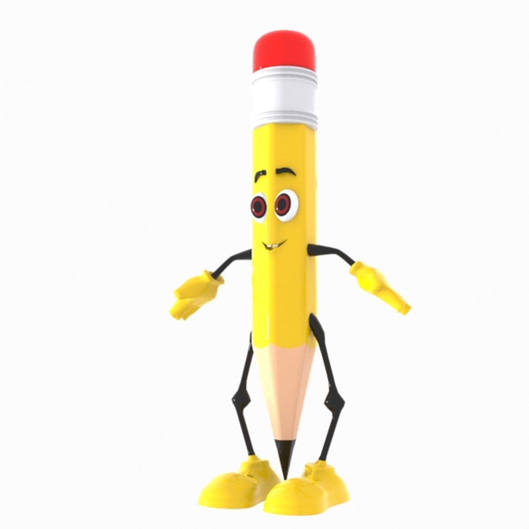 Pencil Character Pen 3d Model