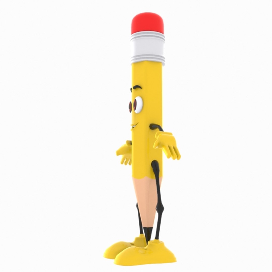 Pencil Character Pen 3d Model