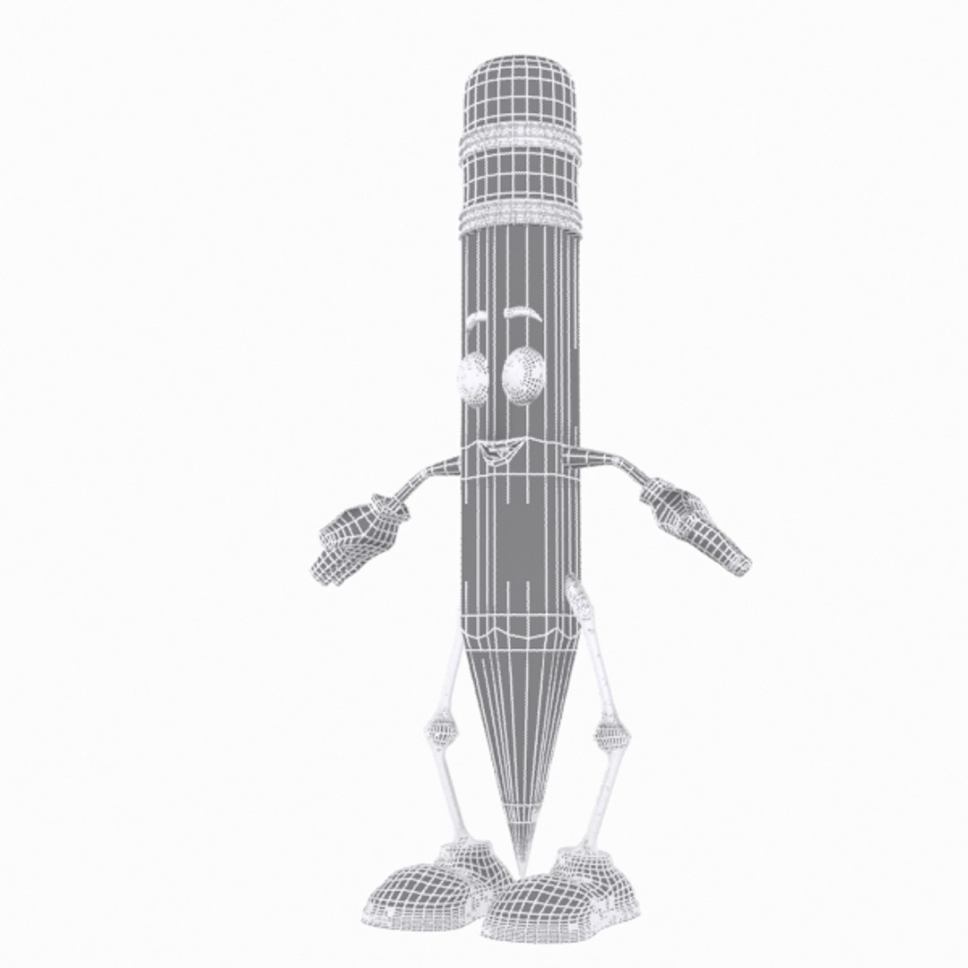 Pencil Character Pen 3d Model