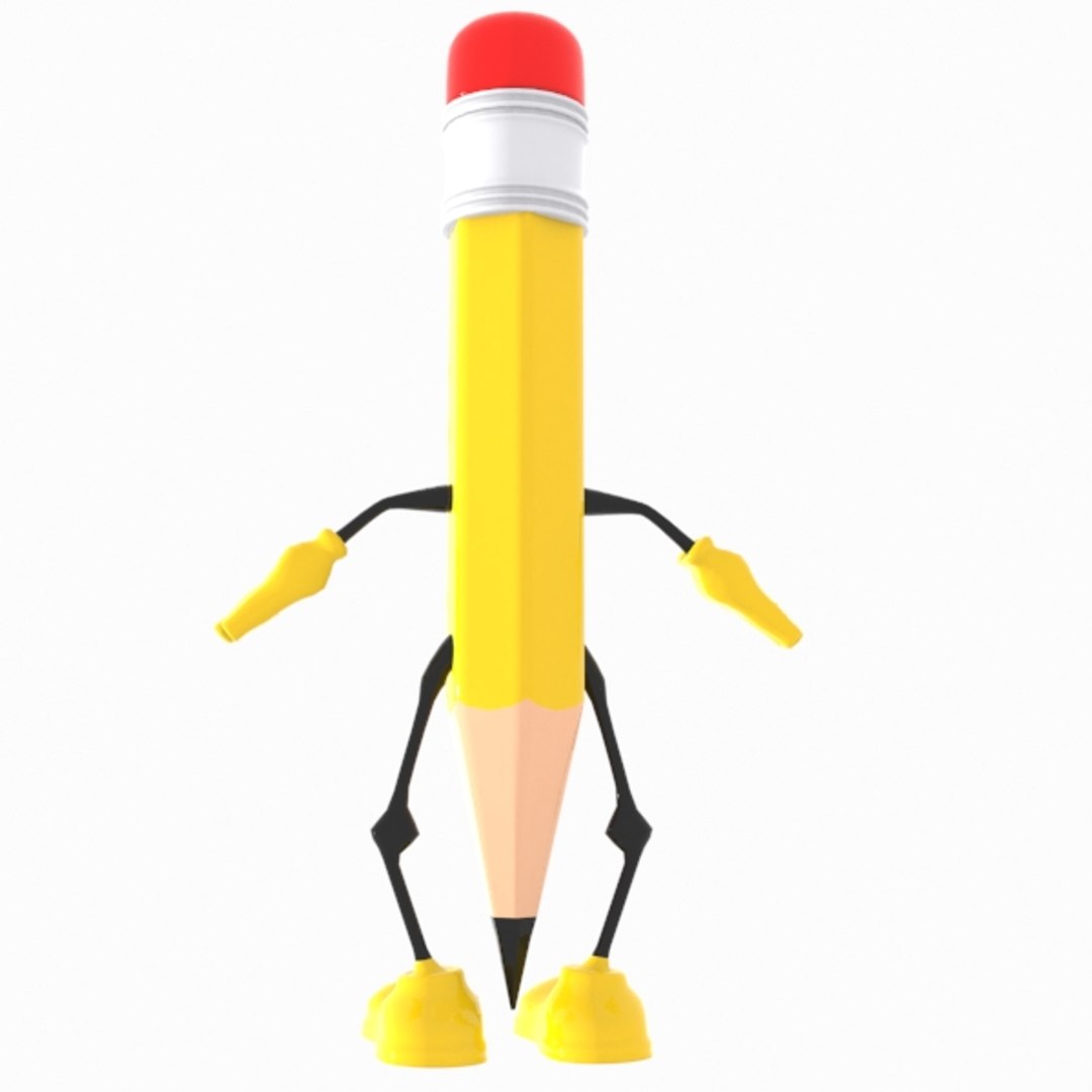 Pencil Character Pen 3d Model