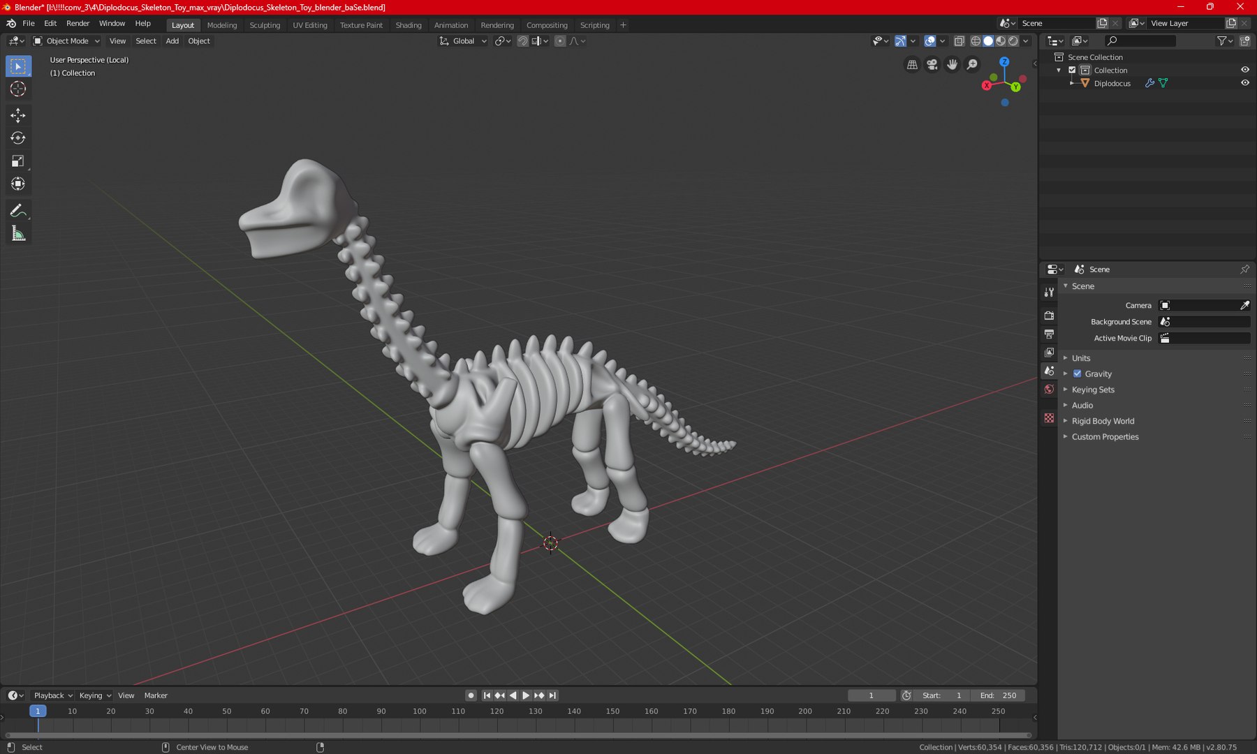 3D Diplodocus Skeleton Toy - TurboSquid 2177363