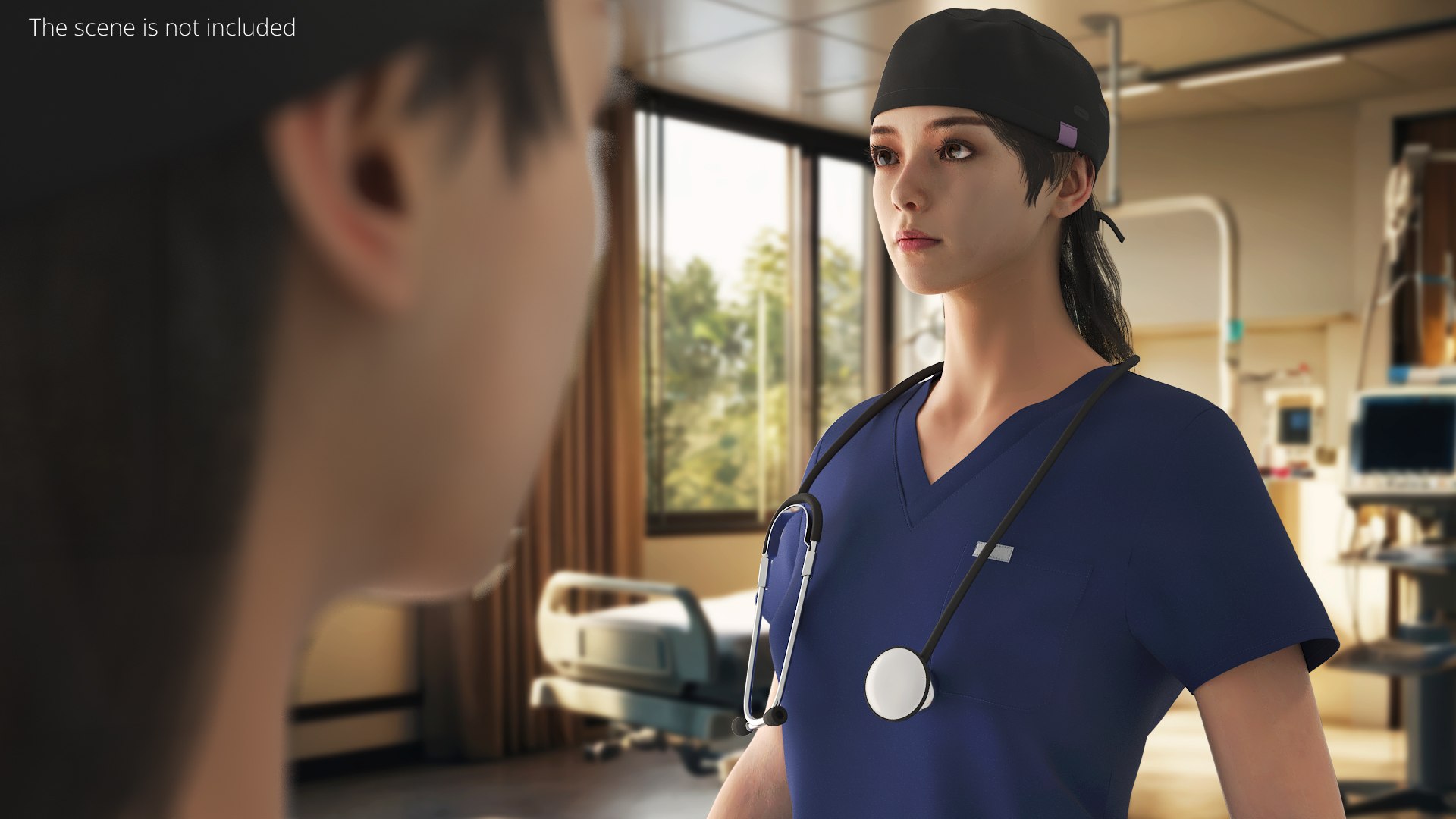 3D Model Healthcare Uniform Set For Woman Navy - TurboSquid 2507343