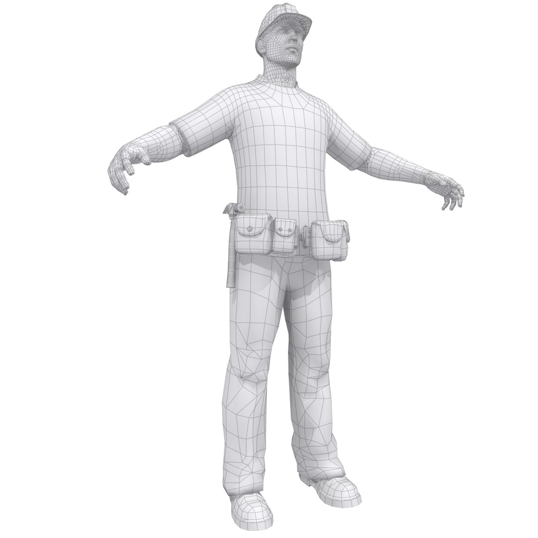 handyman worker man 3d model