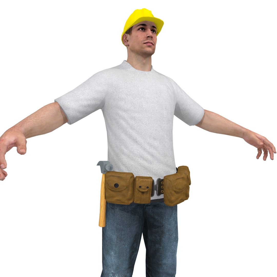 handyman worker man 3d model