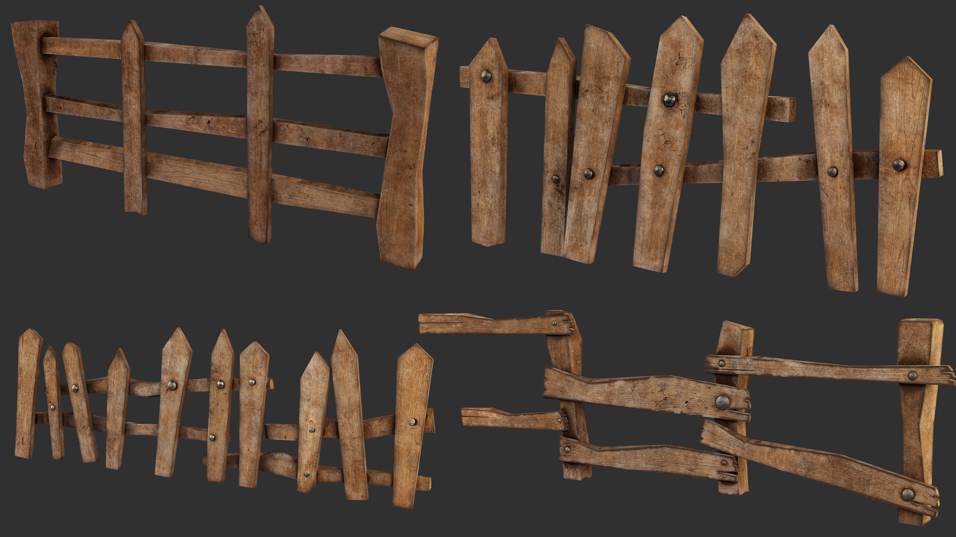 3D Wooden Fence Low Poly Model - TurboSquid 2157902