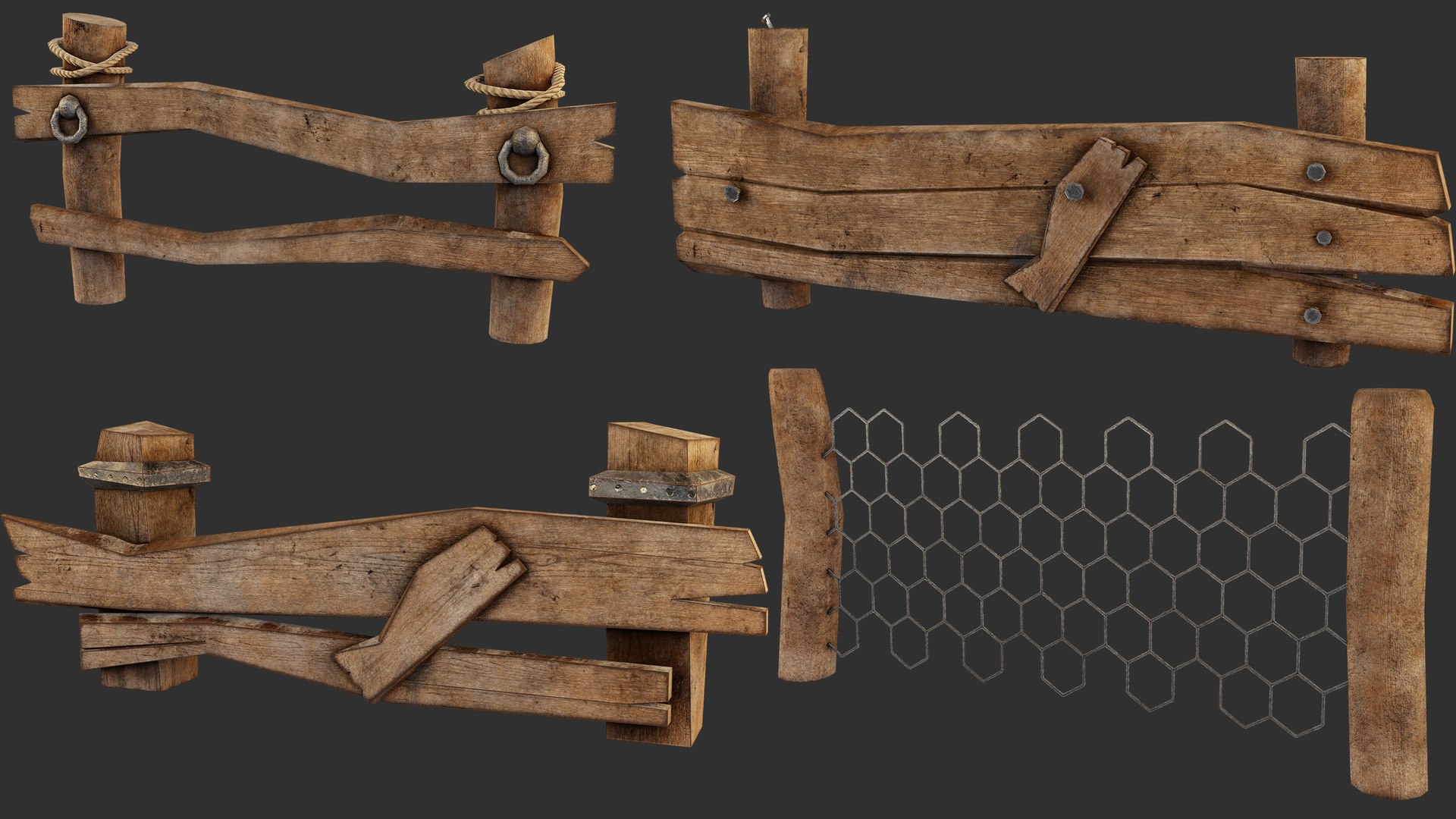 3D Wooden Fence Low Poly Model - TurboSquid 2157902