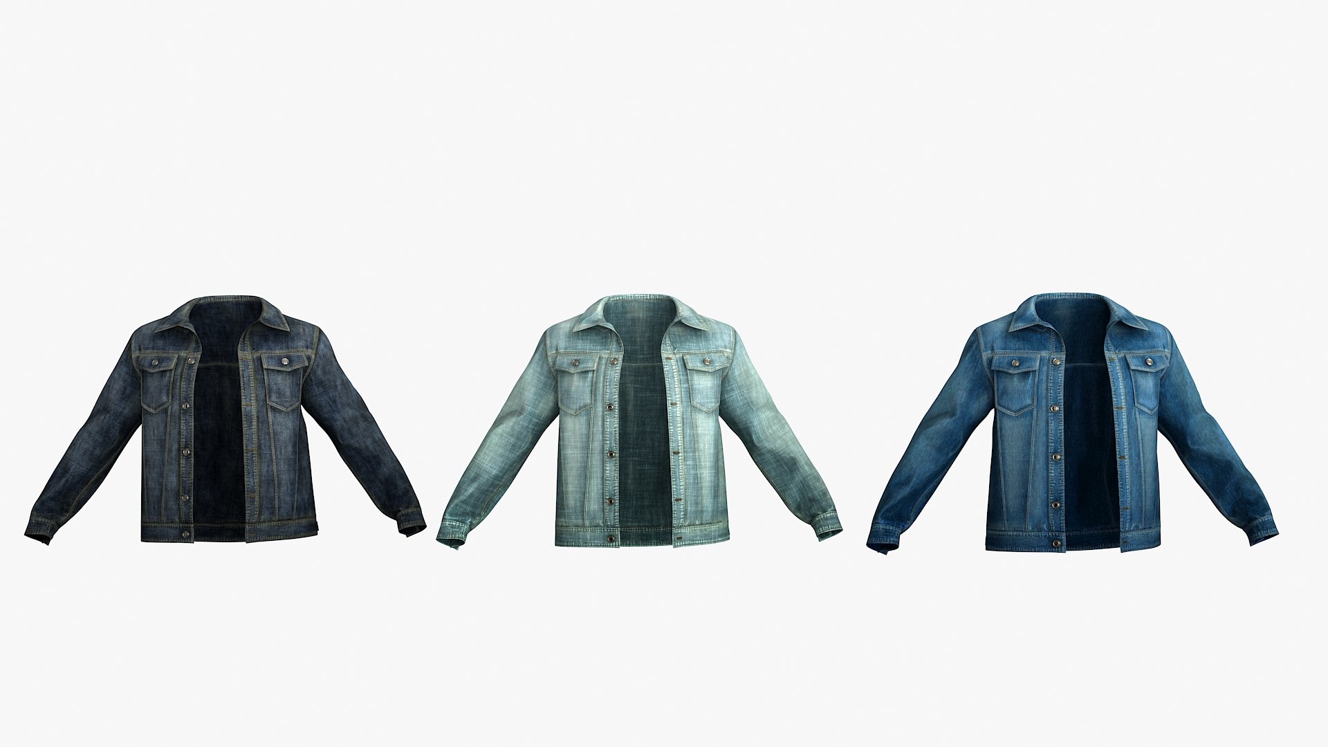 Male Denim Jacket 3 Color 3D Model - TurboSquid 2340885