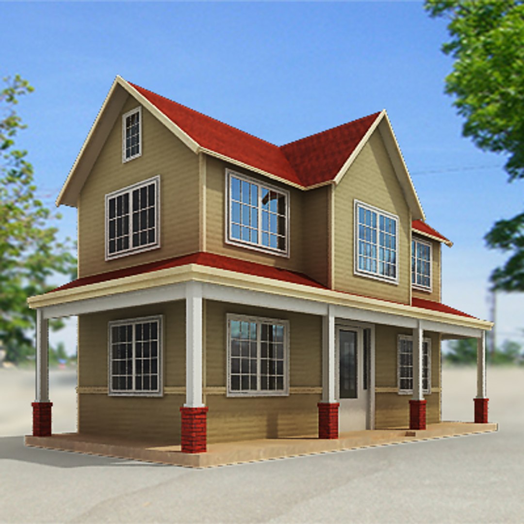 Small Town House Building 3d Model