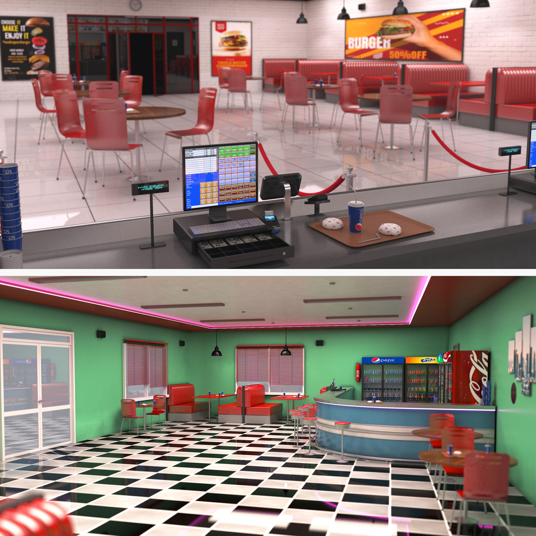 Diner and Burger Restaurant 3D model - TurboSquid 1775366