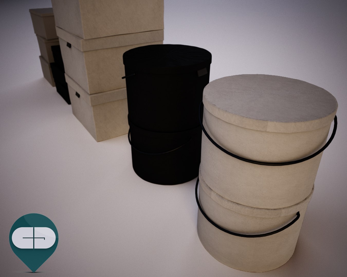 3d Boxes Interior Set Model