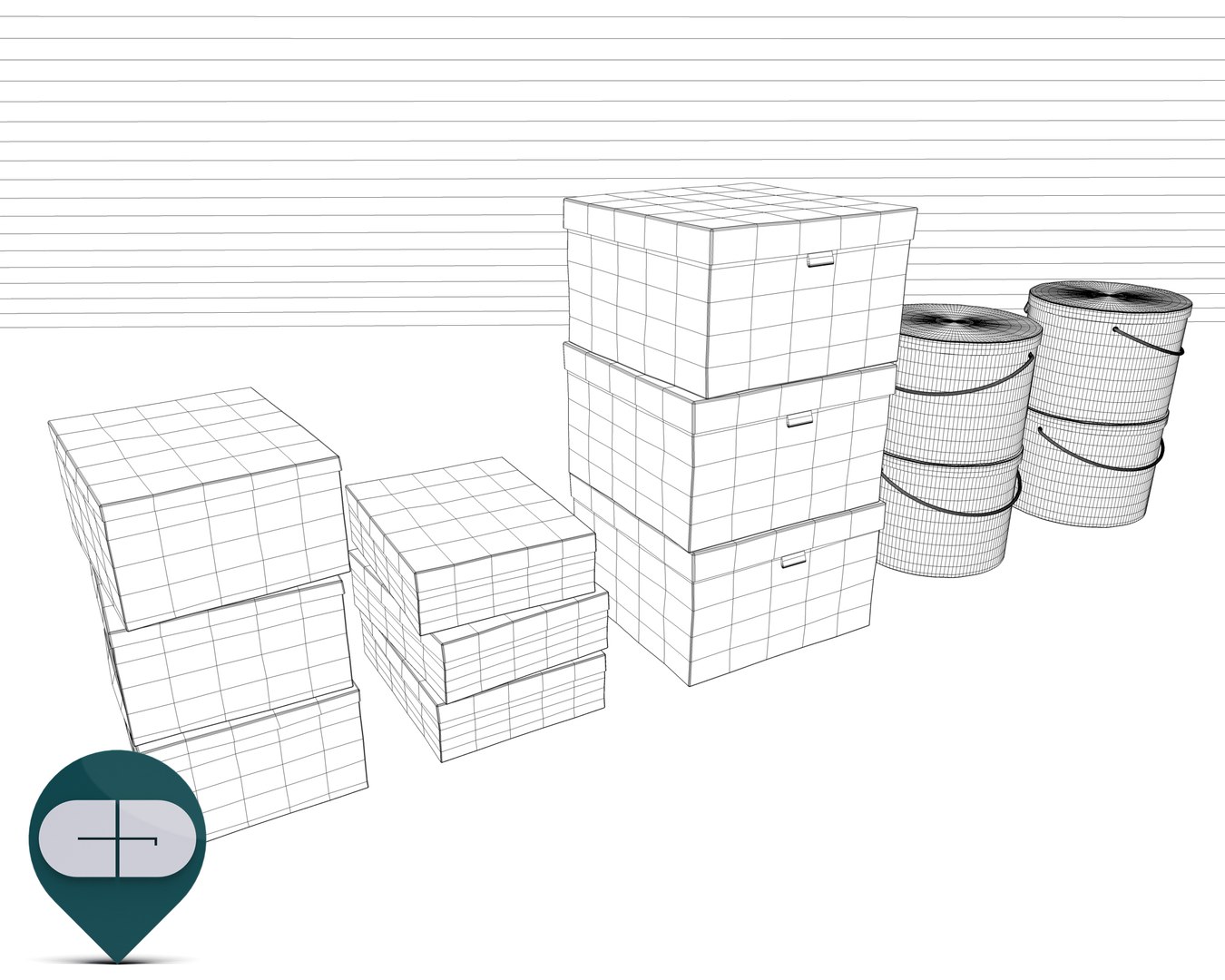 3d Boxes Interior Set Model