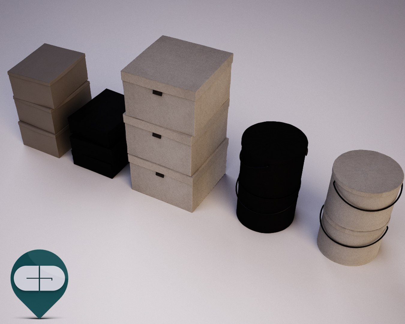 3d Boxes Interior Set Model