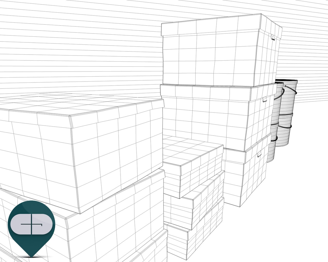 3d Boxes Interior Set Model