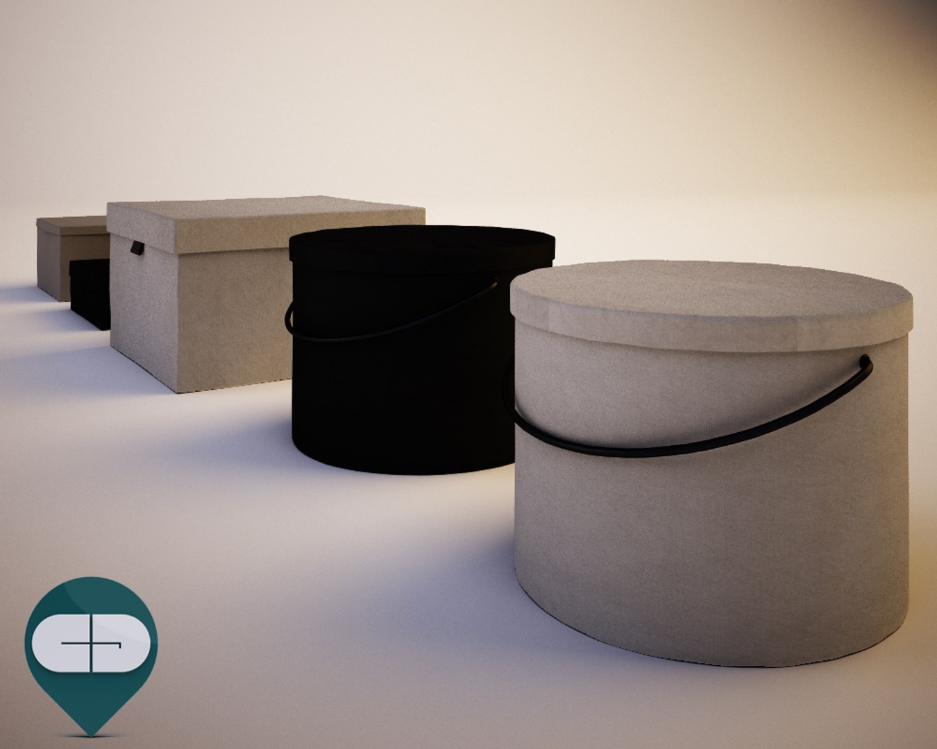 3d Boxes Interior Set Model