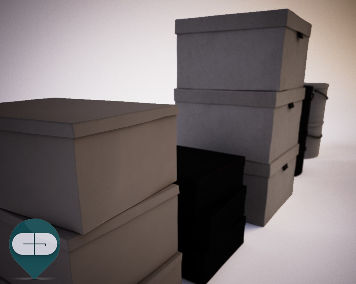 3d Boxes Interior Set Model