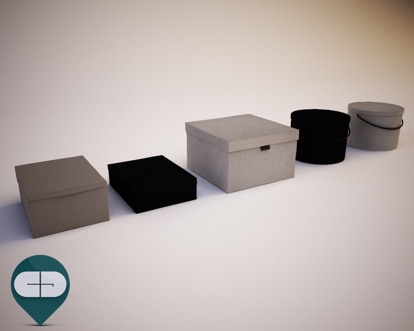 3d Boxes Interior Set Model