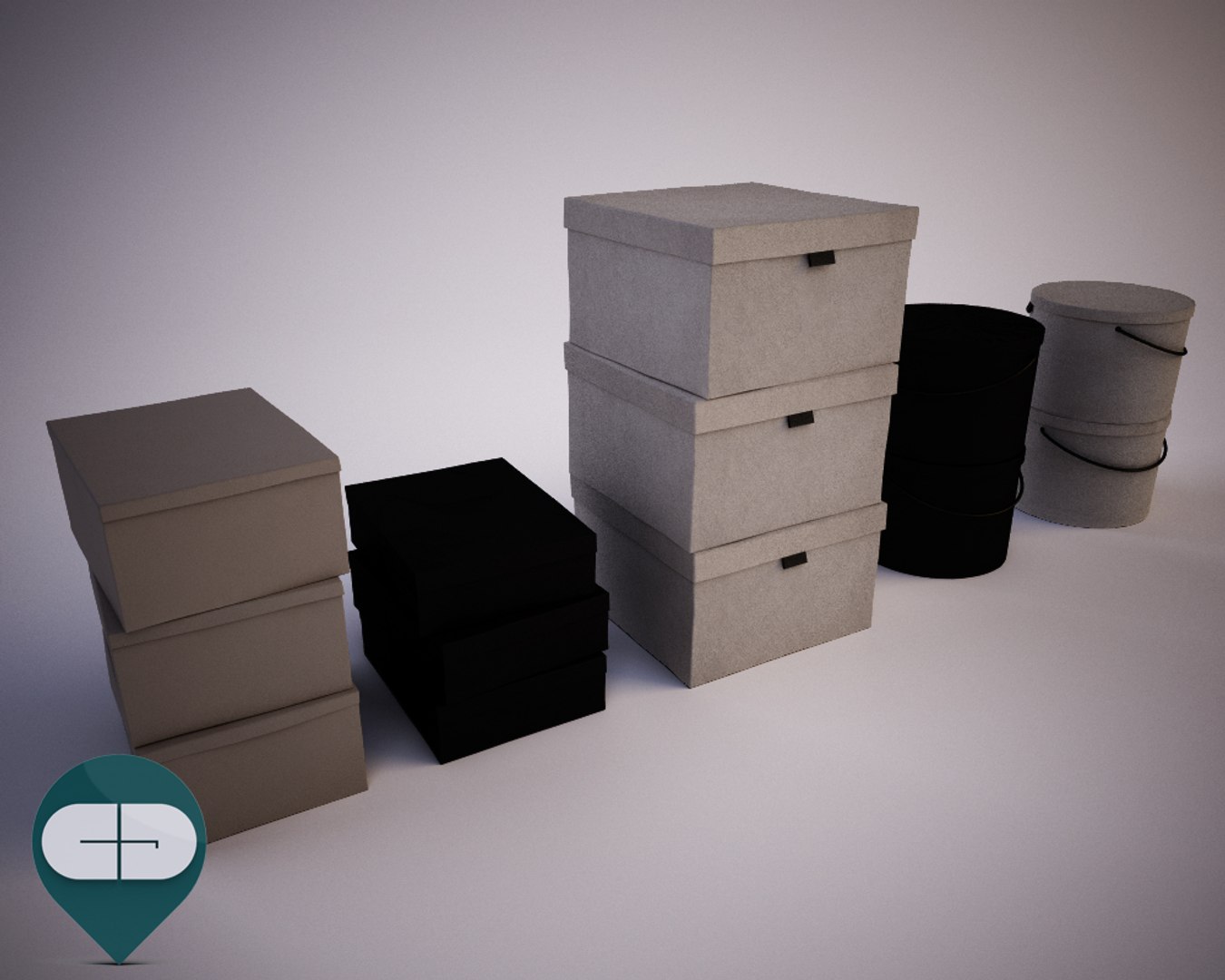 3d Boxes Interior Set Model