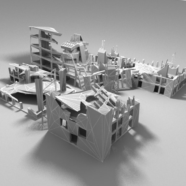 buildings city town ruins 3d model