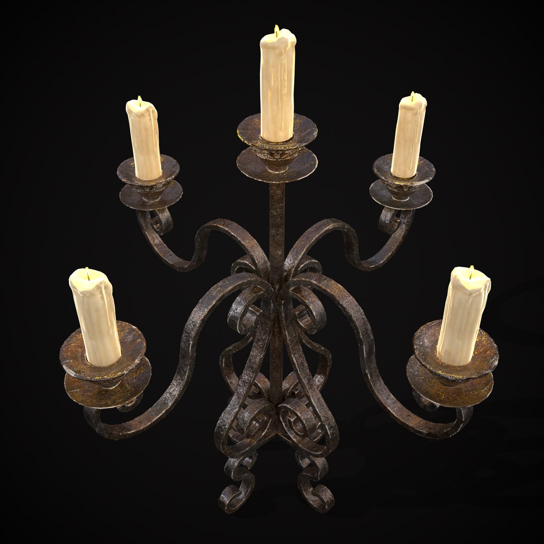 3D Classic Iron Candelabra Model - TurboSquid 2103849