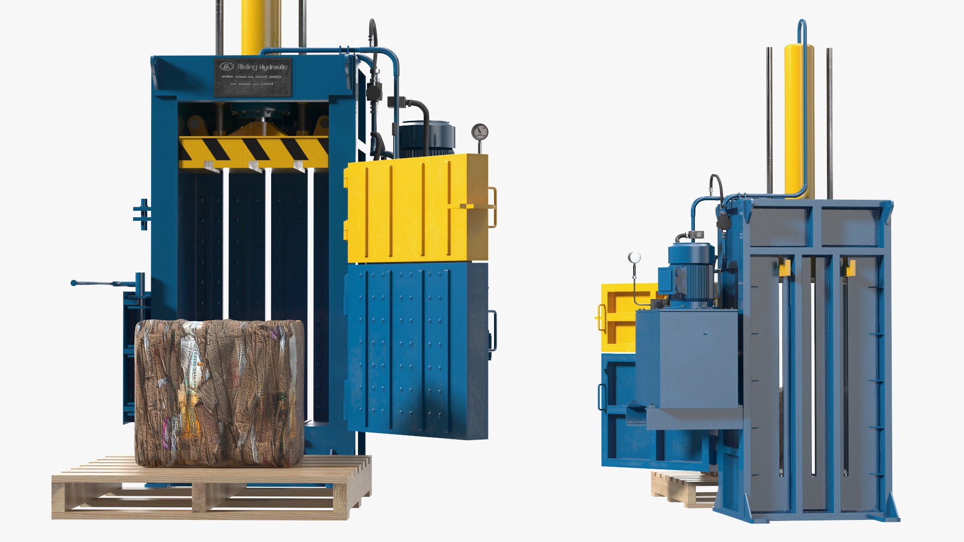 Bailing Machine Blue With Cardboard Briquette 3D - TurboSquid 2273665