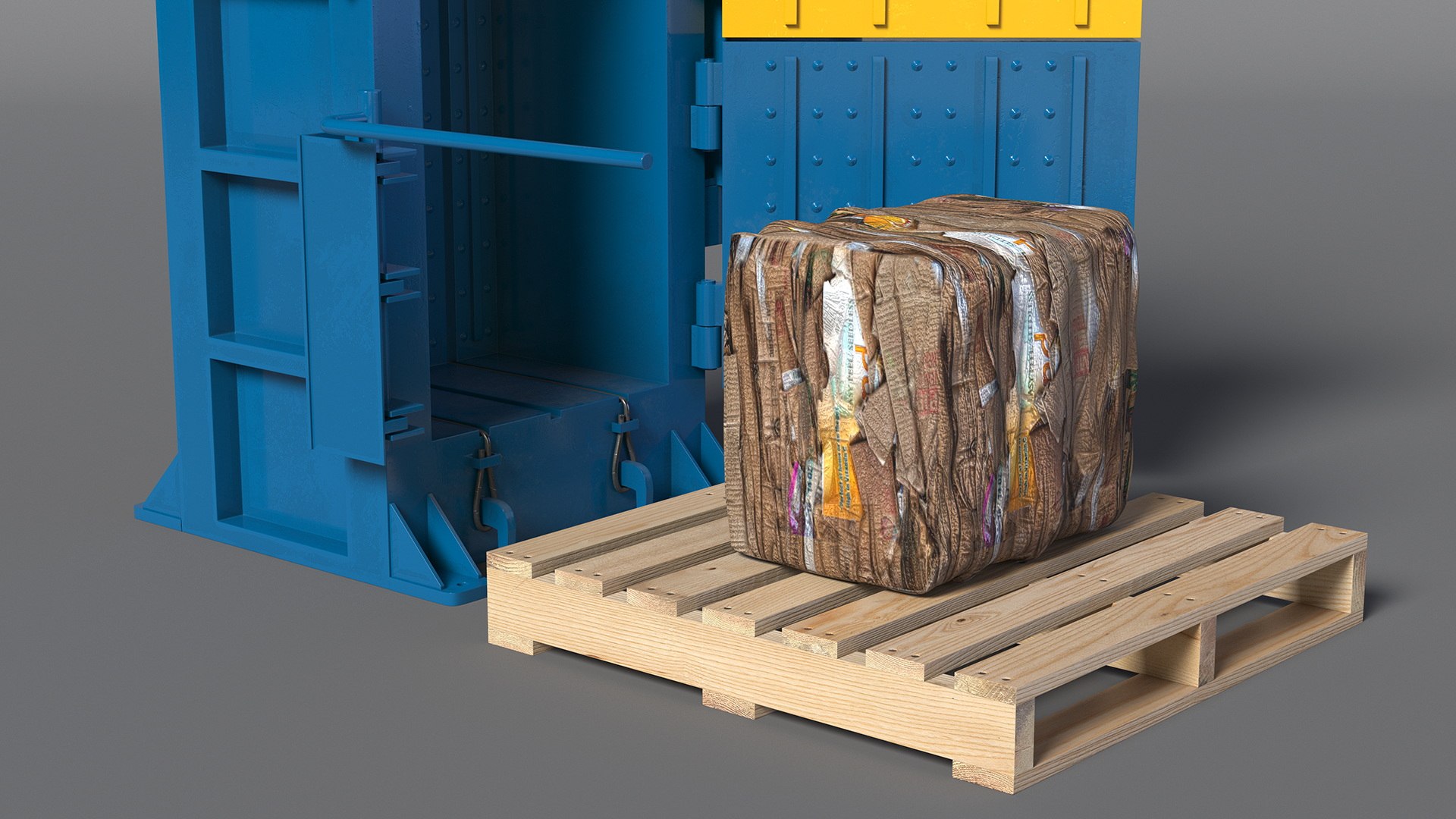 Bailing Machine Blue With Cardboard Briquette 3D - TurboSquid 2273665