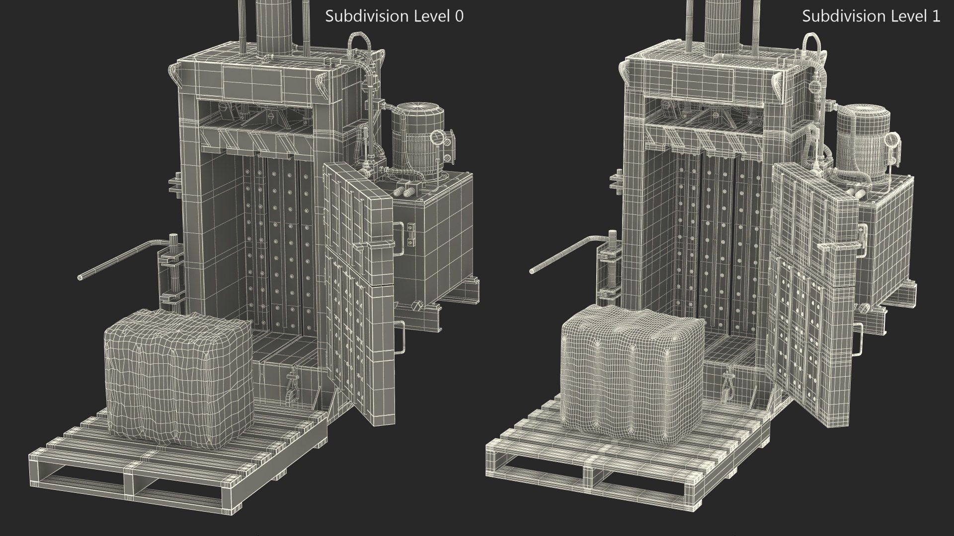 Bailing Machine Blue With Cardboard Briquette 3D - TurboSquid 2273665