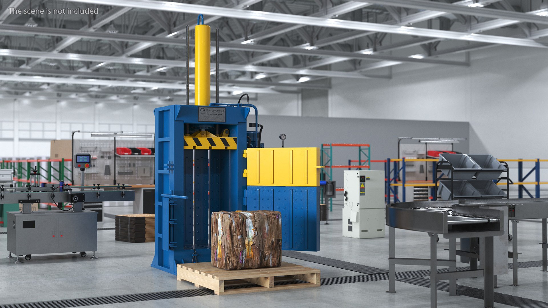 Bailing Machine Blue With Cardboard Briquette 3D - TurboSquid 2273665