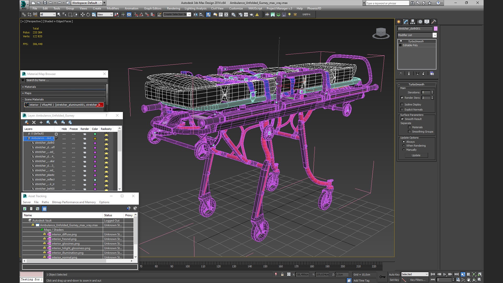 Ambulance unfolded gurney 3D model - TurboSquid 1684689