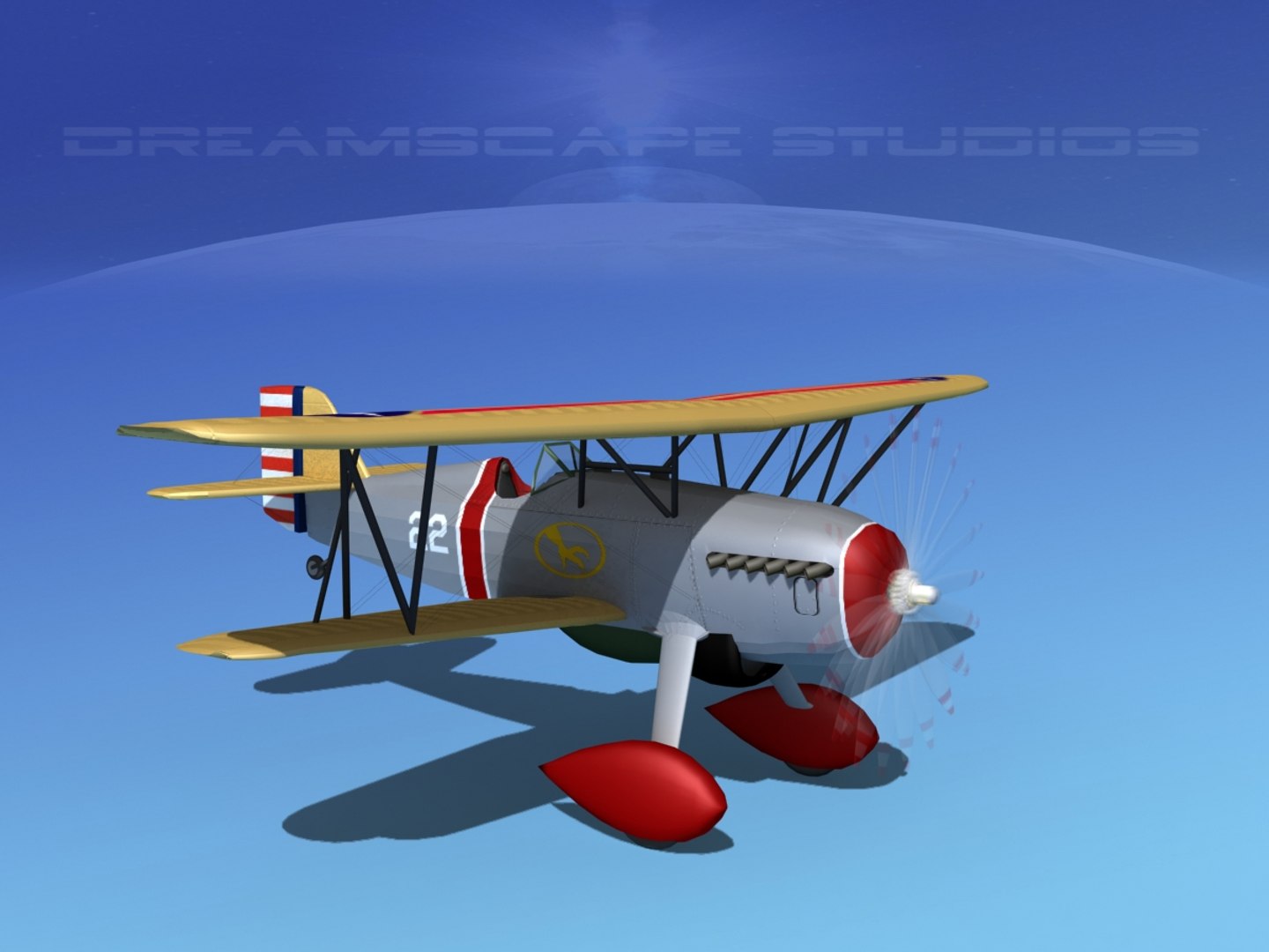 3d curtiss hawk fighter p-6 model