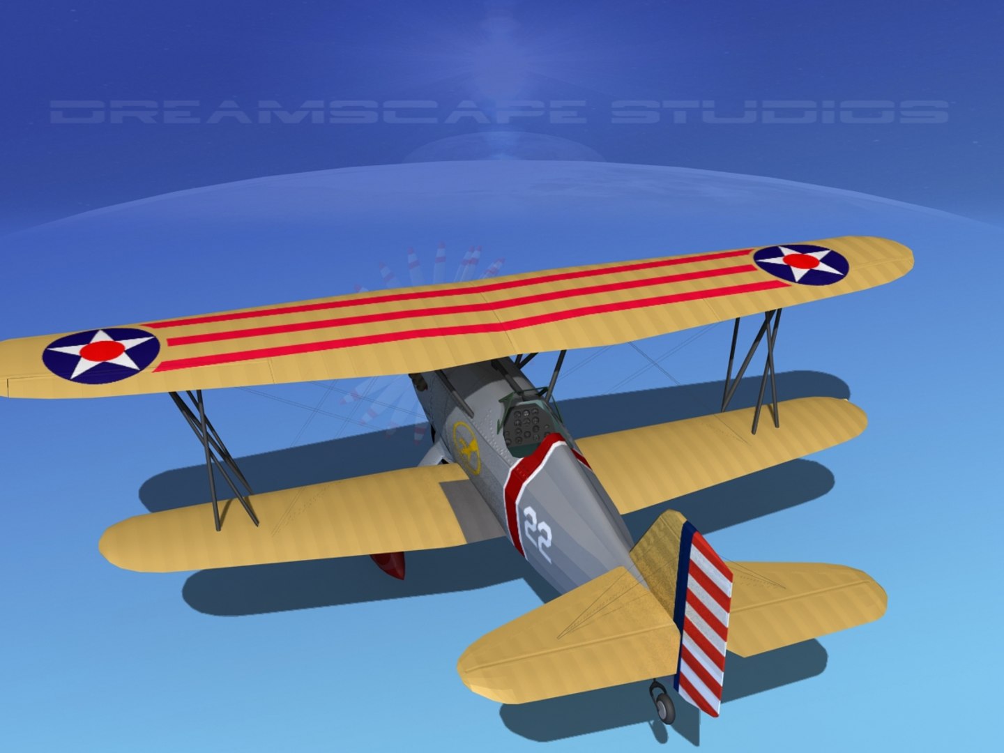 3d curtiss hawk fighter p-6 model