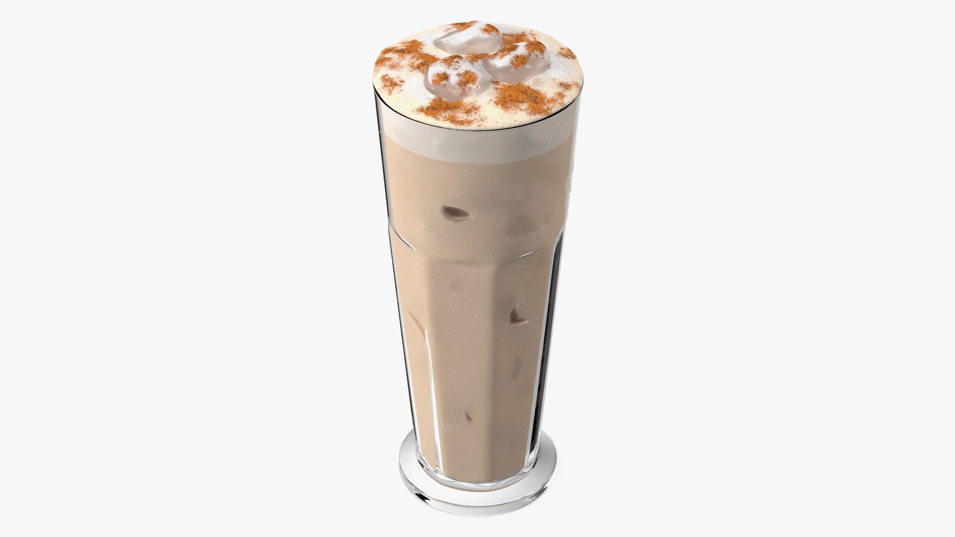 Iced Cappuccino with Cinnamon in Tall Glass 3D model - TurboSquid 2105088