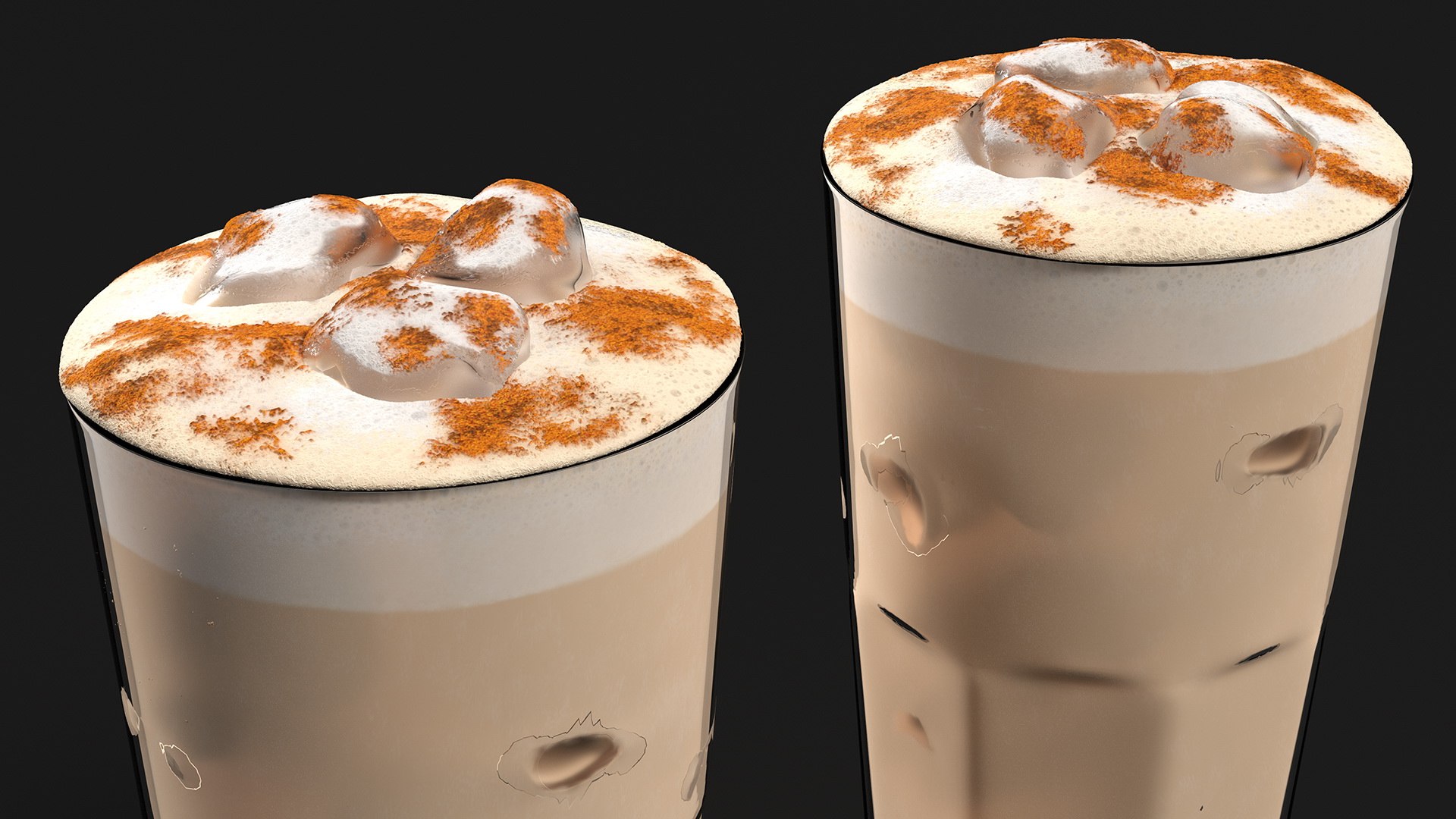 Iced Cappuccino With Cinnamon In Tall Glass 3D Model - TurboSquid 2105088